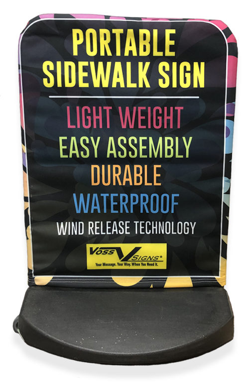 Small Portable Sidewalk Sign with rolling base - Voss Signs